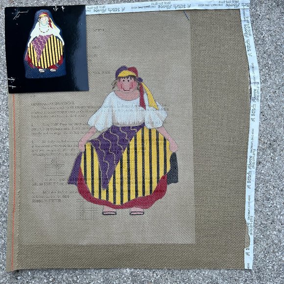 Office | Hand Painted Needlepoint Canvas Gypsy Doll With Instruction ...